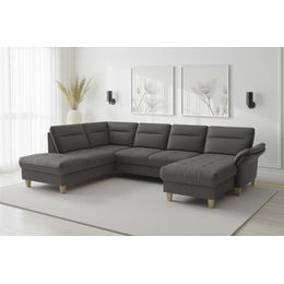 Sit & More Wohnlandschaft SIT & MORE, B:292cm H:90cm T:212cm, grau, 100% Polyester, Sofas, "Pamela U-Form, B: 292 cm, optional Schlaffunktion &