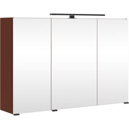 Spiegelschrank Welltime, B:100cm H:64cm T:20cm, braun, MDF, Badezimmer, Schr&auml;nke, "SALVADA, 3D-Spiegelschrank 100 cm, ged&auml;mpfte Scharniere,