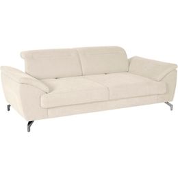 Sit & More sit&more 2,5-Sitzer &raquo;Percy&laquo; 12 cm Fu&szlig;h&ouml;he, Sitztiefenverstellung, wahlweise Kopfteilverstellung beige B/H/T: 207cm x 77cm x 112cm, Luxus-Microfaser 