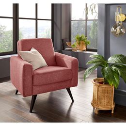 exxpo - sofa fashion Sessel &raquo;Samso, Loungesessel mit tollem Sitzkomfort&laquo; Komfortsitzh&ouml;he 49cm rot Webvelours, B/H/T: 82cm x 87cm x 49cm