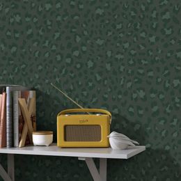 SUPERFRESCO EASY Vliestapete &raquo;Tiger Druck - Gr&uuml;n&laquo; gepr&auml;gt FSC zertifiziert, mit lebhaftem Druck, 10 Meter L&auml;nge gr&uuml;n Vlies B/L: 0,52m x 10m, Rollen: 1
