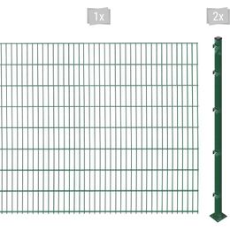 Arvotec Doppelstabmattenzaun &raquo;ESSENTIAL 163 zum Aufschrauben&laquo; Zaunh&ouml;he 163 cm, Zaunl&auml;nge 2 - 60 m gr&uuml;n Kunststoff, Stahl H/L: 163cm x 2m, Pfosten: 2 Stk.