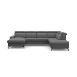 Sit & More sit&more Wohnlandschaft &raquo;Scarlett U-Form&laquo; inklusive Kopfteilverstellung, optional Schlaffunktion & Bettkasten grau B/H/T: 333cm x 226cm, Luxus-