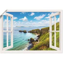 Artland Wandbild &raquo;K&uuml;stenweg in Nordirland durchs Fenster&laquo; Meer Bilder 1 Stk. tlg. als Leinwandbild, Poster in verschied. Gr&ouml;&szlig;en gr&uuml;n B/H/T: 100cm x 70cm, 