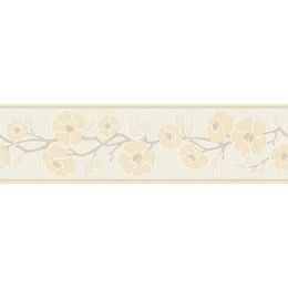 A.S. Cr&eacute;ation Bord&uuml;re &raquo;Only Borders 11&laquo; floral gebl&uuml;mt nat&uuml;rlich strukturiert Blumen-Tapete Bord&uuml;re Blumen Borte Wohnzimmer Schlafzimmer K&uuml;che Optik beige Vlies B/L