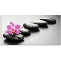 Artland Glasbild &raquo;Spa-Konzept mit Zen Steinen und Orchidee&laquo; Zen 1 Stk. tlg. in verschiedenen Gr&ouml;&szlig;en grau B/H/T: 60cm x 30cm, Glasbild Zen, 1 Stk.