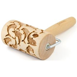 Folkroll Teigroller &raquo;Delfine&laquo; Keksteig im Handumdrehen mit Motiv versehen braun Massivholz 16,5cm