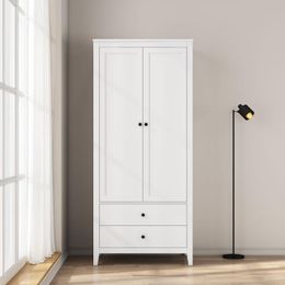 OTTO home Kleiderschrank &raquo;Borkum Sideboard Anrichte mit 6 Schubladen Landhaus wei&szlig;&laquo; hochwertige schwarze Griffe aus Metall, Schlafzimmerschrank mit 2 