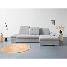 COTTA Ecksofa &raquo;Holiday L-Form mit Sitztiefen-, Armteil- und Kopfteilverstellung&laquo; wahlweise mit Schlaffunktion & Bettkasten grau 90% Polyester, 10% 