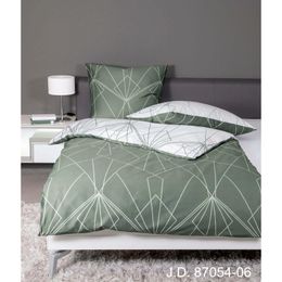 Janine Wendebettw&auml;sche &raquo;J. D. 87054&laquo; 2 Stk. Bettw&auml;sche aus Baumwolle mit grafischem Muster, Markenrei&szlig;verschluss gr&uuml;n Mako-Satin, Obermaterial: 100% 