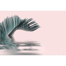 Livingwalls living walls Fototapete &raquo;ARTist Palm Leaf Water&laquo; Vlies, Wand, Schr&auml;ge grau Vlies B/L: 4m x 2,7m