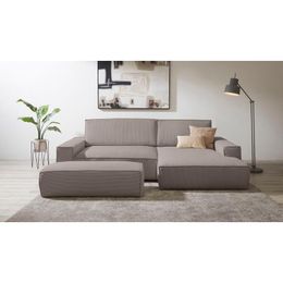 OTTO home Polsterecke &raquo;SHERWOOD XXL tief, L-Form, Schlaffunktion, Bigsofa, Cord, Leinenoptik&laquo; stellbar zum Schlafsofa (Krokodilverbinder), Cord, 