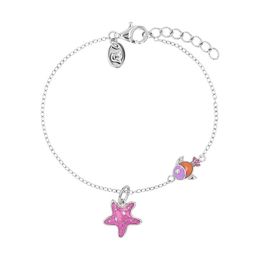 Prinzessin Lillifee Damen Silberarmband &raquo;Seestern-Optik, Fisch-Optik&laquo; mit Zirkonia (synth.) - Emaille pink 15cm, Silber 925 (Sterlingsilber)