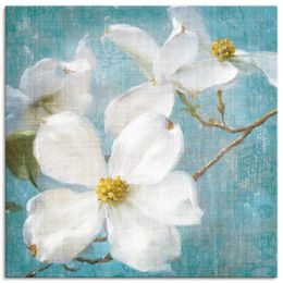 Artland Leinwandbild &raquo;Vintage Bl&uuml;te I&laquo; Blumen 1 Stk. tlg. auf Holzrahmen gespannt blau Leinwand B/H/T: 70cm x 70cm, Leinwandbild Blumen quadratisch, 1 Stk.