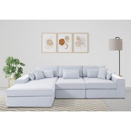 OTTO home Ecksofa &raquo;Enid L-Form&laquo; 3 Teile, bestehend aus Modulen, in vielen Bez&uuml;gen, auch in Breitcord silber Baumwollmix (60% Baumwolle/40% Leinen);