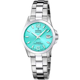 Festina Damen Quarzuhr Armbanduhr, Damenuhr, Swiss Made, Edelstahlarmband, analog, Tag silber Einheitsgr&ouml;&szlig;e