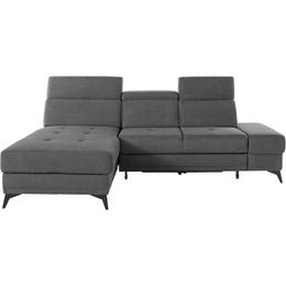 OTTO home Ecksofa &raquo;Cardiz L-Form&laquo; inkl.Kopfteilverstellung und Federkern wahlweise mit Schlaffunktion grau Webstoff (100% Polyester);Luxus-Microfaser 