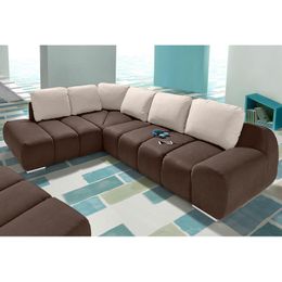 OTTO home Ecksofa &raquo;Bono L-Form&laquo; mit Ottomane, wahlweise mit Schlaffunktion orange Luxus-Microfaser ALTARA NUBUCK (100% Polyester);Luxus-Microfaser 
