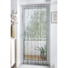 Locker T&uuml;rvorhang &raquo;Pearl&laquo; Hakenaufh&auml;ngung 1 Stk. tlg. Kunststoff, transparent/schwarz, 72 Str&auml;nge bunt Obermaterial: 100% Kunststoff 200cm, 