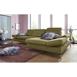 Sit & More sit&more Ecksofa &raquo;Brisbane L-Form&laquo; Fu&szlig;h&ouml;he 15 cm, inklusive Sitztiefen-, Armteil- und Kopfteilverstellung gr&uuml;n Soft clean (98% Polyester, 2% Polyamid)