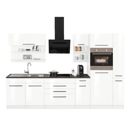 KOCHSTATION K&uuml;chenzeile &raquo;KS-Tulsa&laquo; mit E-Ger&auml;ten, Breite 320 cm, schwarze Metallgriffe, MDF Fronten wei&szlig; B/H/T: 320cm x 60cm