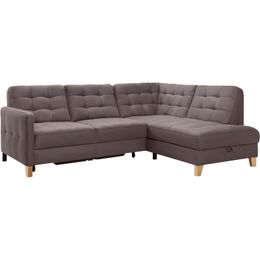 exxpo - sofa fashion Ecksofa &raquo;Elio, kompakt & bequem, zeitloses Design, Breite 228cm, L-Form&laquo; wahlweise mit Bettfunktion und Bettkasten braun B/H/T: 