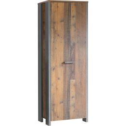 FORTE Garderobenschrank &raquo;Clif&laquo; H&ouml;he ca. 200 cm grau Holzwerkstoff Old Wood Vintage, B/H/T: 67cm x 201,5cm x 41,6cm, T&uuml;ren: 1 Stk.