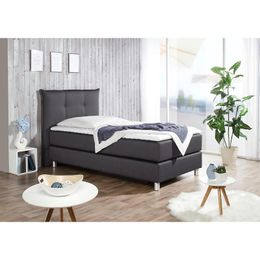 Maintal Boxspringbett grau Bezug der Spiegelfl&auml;che Matratzendrell aus 100% Polyester;Strukturstoff-Bezug (100% Polyester);Kaltschaum-Topper: Bezug aus 100% 