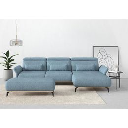 Home Affaire Ecksofa &raquo;Fjord L-Form&laquo; massiv, wahlweise mit Armlehnfunktion, Kopf- Sitztiefenverstellung blau 100% Polyester B/H/T: 324cm x 93cm x 184cm