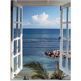 Artland Glasbild &raquo;Fenster zum Paradies&laquo; Fensterblick 1 Stk. tlg. in verschiedenen Gr&ouml;&szlig;en blau B/H/T: 60cm x 80cm, Glasbild Fensterblick, 1 Stk.