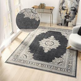 OTTO home Teppich &raquo;Banli, Vintage-Look, Orient-Optik&laquo; rechteckig 9 mm H&ouml;he dezenter Glanz, Schrumpf-Garn-Effekt, Wohnzimmer, Schlafzimmer grau 
