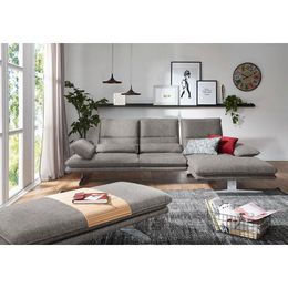 W.Schillig Ecksofa &raquo;broadway, Designsofa mit tollem Sitzkomfort, L-Form&laquo; Sitztiefenverstellung, Kopfteil- & Seitenteilverstellung, Breite 291cm grau 