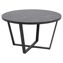 ACTONA GROUP Couchtisch &raquo;Amble&laquo; 1 Stk. tlg. Couchtisch, Kaffetisch, Beistelltisch, Schwarz, Marmormuster, rund schwarz B/H/T: 77cm x 44cm x 77cm