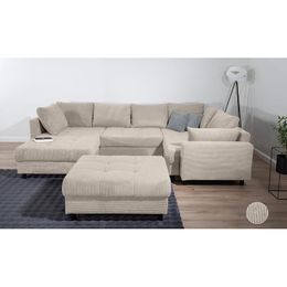 Collection AB Wohnlandschaft &raquo;Toni U-Form, B: 298 cm&laquo; Set: Sofa & Hocker, 2 Zierkissen, Federkern 100%Polyester B/H/T: 298cm x 44cm x 203cm, Cord