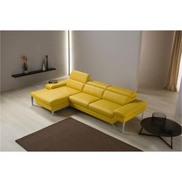 Egoitaliano Ecksofa &raquo;Princess, elegantes Designsofa mit erstklassigem Sitzkomfort, L-Form&laquo; mit Recamiere, inkl. Kopfteilverstellung, edle Designmetallf&uuml;&szlig;e gelb 