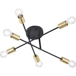 Trio Leuchten Deckenleuchte &raquo;CROSS&laquo; E27 6-flammig, Arme schwenkbar, &Oslash; 57cm, schwarz, bronzefarbigen Fassungen schwarz 6, &Oslash; 57cm H: 19,1cm