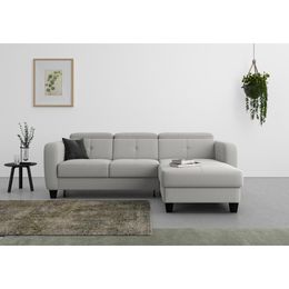 Sit & More sit&more Ecksofa &raquo;Belluci L-Form&laquo; inklusive Federkern, wahlweise mit Schlaffunktion und Bettkasten silber B/H/T: 247cm x 85cm x 170cm, Struktur weich,
