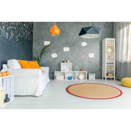 CarpetFine Sisalteppich &raquo;Sisal&laquo; rund 5 mm H&ouml;he mit farbiger Bord&uuml;re, Anti-Rutsch R&uuml;ckseite rot Sisal &Oslash; 120cm 1 Stk., 5mm, &Oslash; 120cm