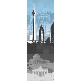 ARCHITECTS PAPER Fototapete &raquo;Berlin&laquo; Tapete Stadt Berlin Fototapete Grau Blau Panel 1,00m x 2,80m blau Vlies B/L: 1m x 2,8m