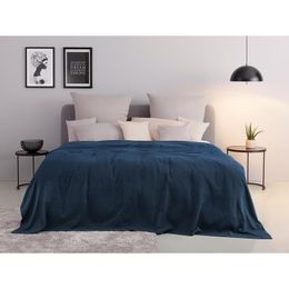 OTTO home Tagesdecke &raquo;Mira&laquo; leichte Tagesdecke aus 100% Baumwolle, uni &Uuml;berwurf, ohne F&uuml;llung blau Baumwolle B/L: 150cm x 250cm