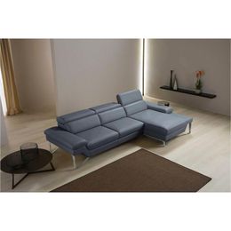 Egoitaliano Ecksofa &raquo;Princess, elegantes Designsofa mit erstklassigem Sitzkomfort, L-Form&laquo; mit Recamiere, inkl. Kopfteilverstellung, edle Designmetallf&uuml;&szlig;e grau 