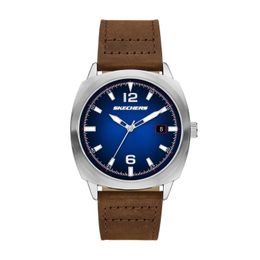 Skechers Herren Quarzuhr "HEWES", braun, Armbanduhren, Armbanduhr, Herrenuhr, Lederarmband, analog, Tag
