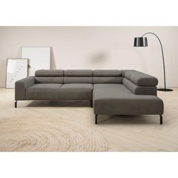 Home Affaire Ecksofa &raquo;Antonelli, L-Form, inkl. Kopfteilverstellung, Breite 276 cm&laquo; mit elektrischer Sitztiefenverstellung, in Feincord, grau grau 95% 