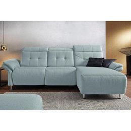 Home Affaire Ecksofa &raquo;Manhattan L-Form&laquo; 2 Sitze mit elektrischer Relaxfunktion, verstellbare Armlehnen blau Kunstleder SOFTLUX ;Flachgewebe (100% 