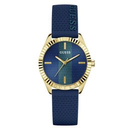 Guess Damen Quarzuhr &raquo;CREW&laquo; Armbanduhr, Damenuhr, Silikonarmband, analog blau Einheitsgr&ouml;&szlig;e