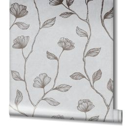 marburg Vliestapete &raquo;GZSZ Tapete 34801&laquo; botanisch glatt moderne Tapete f&uuml;r Wohnzimmer Schlafzimmer K&uuml;che grau Vlies B/L: 0,53m x 10,05m