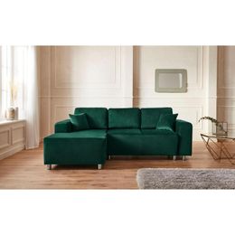 Home Affaire Ecksofa &raquo;Gy&ouml;r&laquo; L-Form, wahlweise mit Bettfunktion und Bettkasten incl. 2 Zierkissen gr&uuml;n Microfaser (100% Polyester);Luxus-Microfaser 