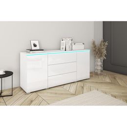 Home Affaire Sideboard &raquo;VERA, grifflos&laquo; verstellbare Einlegeb&ouml;den, Wahlweise mit oder ohne Beleuchtung wei&szlig; B/H/T: 150cm x 67,9cm x 39,5cm,mit 