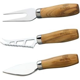 Messer-Set, braun, BERARD FRANCE 1892, Kochmesser-Sets, f&uuml;r K&auml;se, hochwertige Edelstahlklingen mit Olivenholzgriff