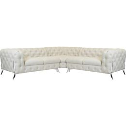 Home Affaire Chesterfield-Sofa &raquo;Amaury L-Form&laquo; Chesterfield-Optik, Breite/Tiefe je 262 cm, Fu&szlig;farbe w&auml;hlbar beige Struktur (100% Polyester);Samtoptik 
